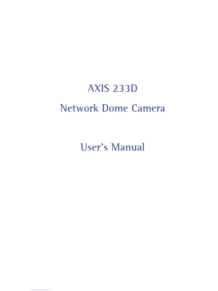 Manual Axis Communications AXIS 233D | PDF | Streaming Media | Exposure ...