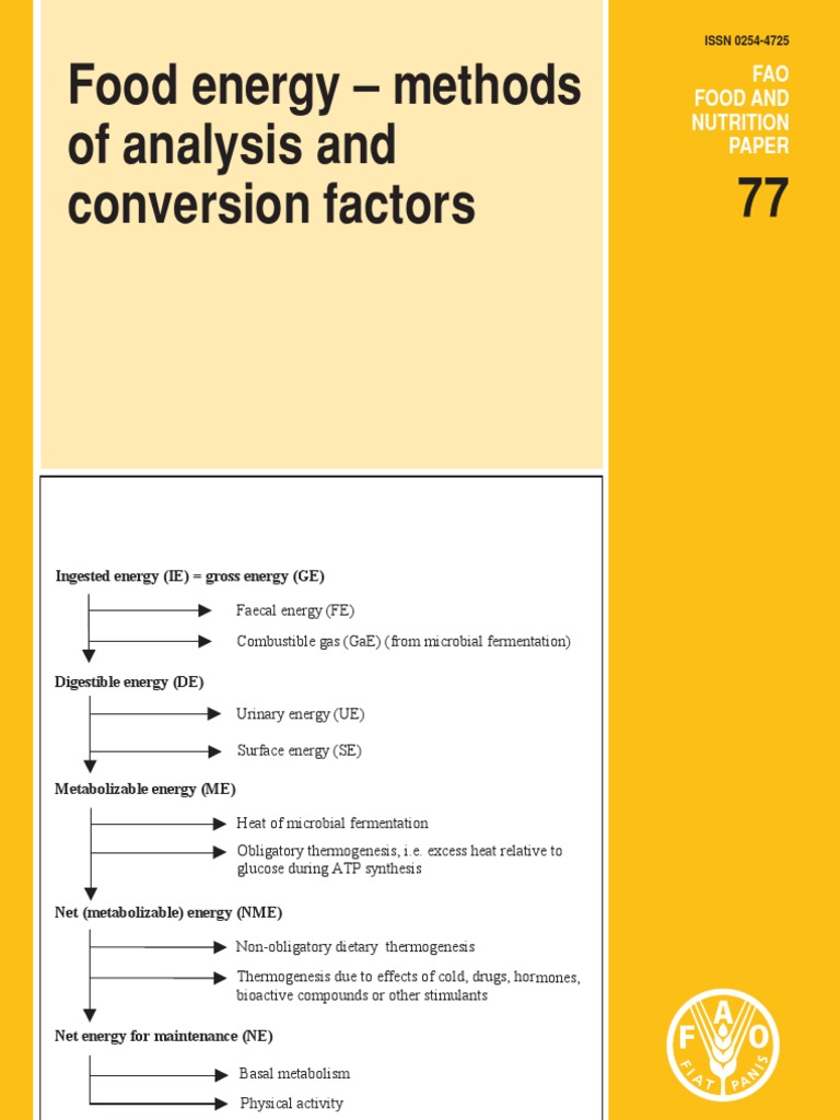 Food Energy Methods of Analysis and Conversion Factors | PDF