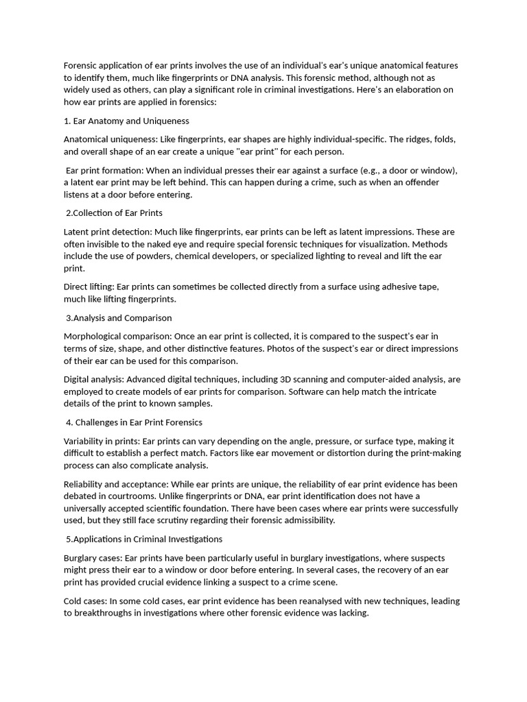 ear prints | PDF | Fingerprint | Forensic Science