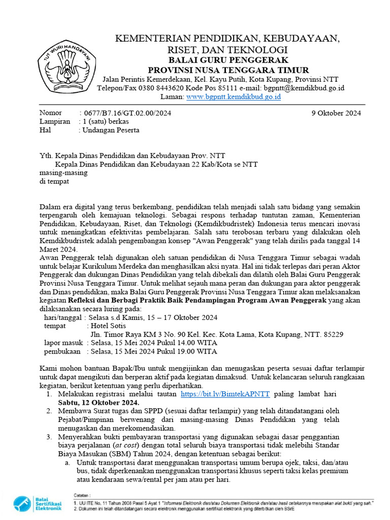 Undangan Peserta Refleksi AP_TTE | PDF