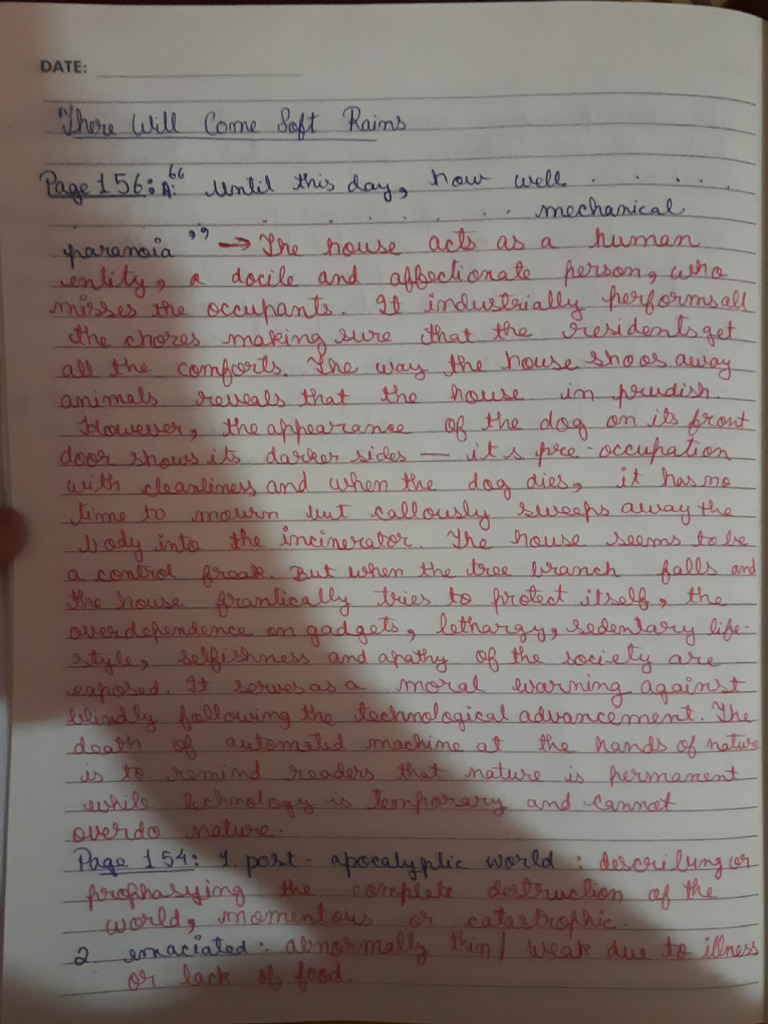 There Will Come Soft Rain Notes | PDF