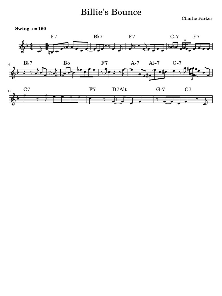 Charlie Parker Billies Bounce | PDF