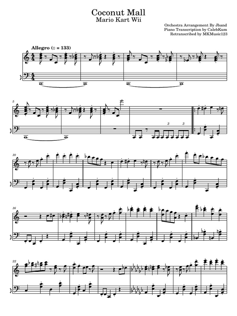 Coconut Mall Piano Solo | PDF
