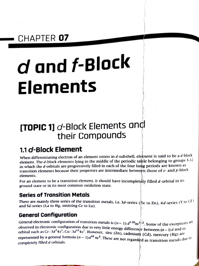 d-block | PDF | Transition Metals | Physical Chemistry