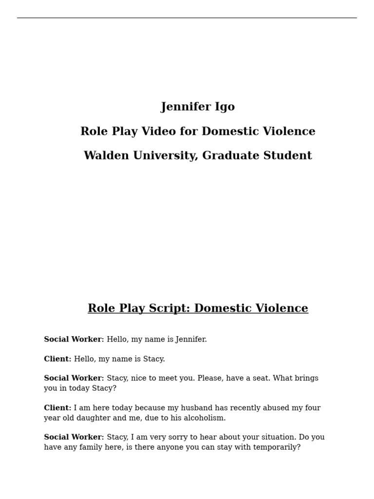 Role Play Script Domestic Violence | PDF | Violence | Aggression