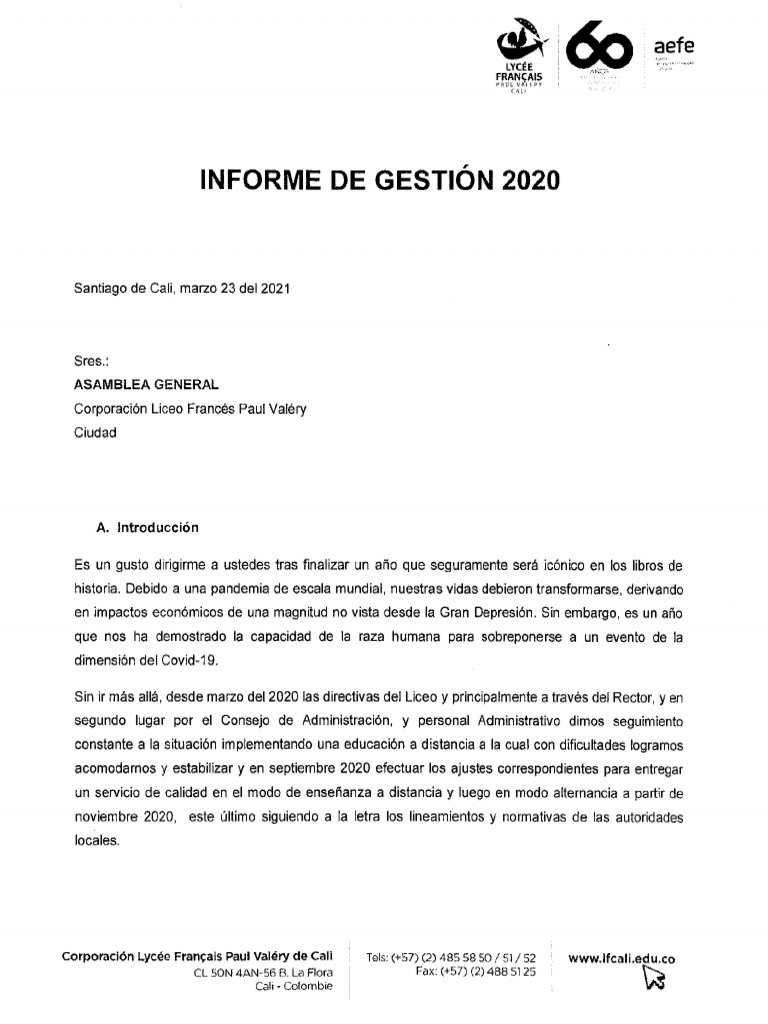 3 Informe de Gestion 2020 1 | PDF