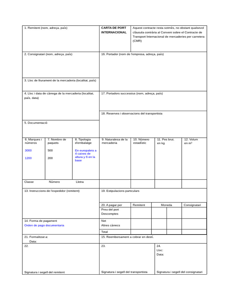CMR Formulari | PDF