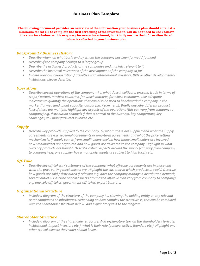 Business-Plan-Template | PDF | Investing | Smallholding