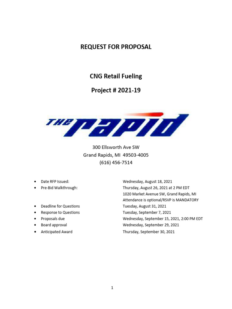 CNG Retail Fueling - Project 2021 19 | PDF | Request For Proposal ...