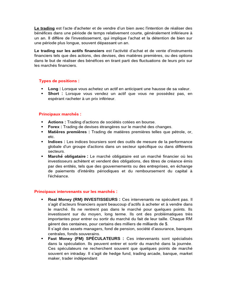 Guide complet sur le trading financier | PDF | Opérateur de marché | Forex
