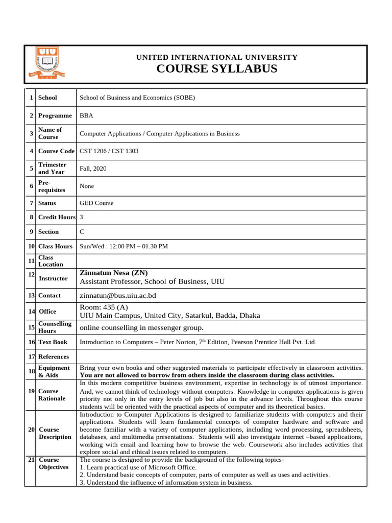 Computer Applications Section a - Copy | PDF | Lecture | Computing