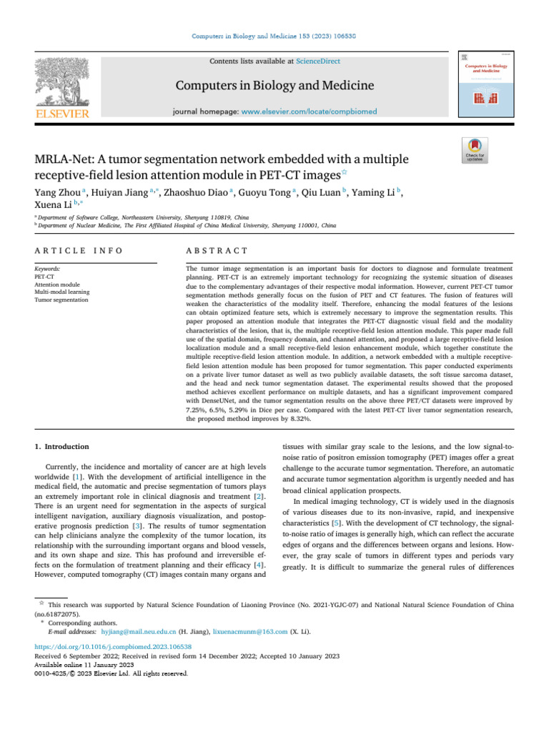 2023 - MRLA-Net-A Tumor Segmentation Network Embedded With A Multiple Receptive-Field Lesion ...