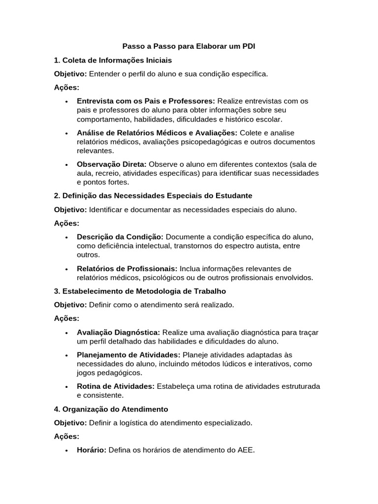 Passo A Passo Como Elaborar 1 Pdi | PDF | Pedagogia | Psicologia