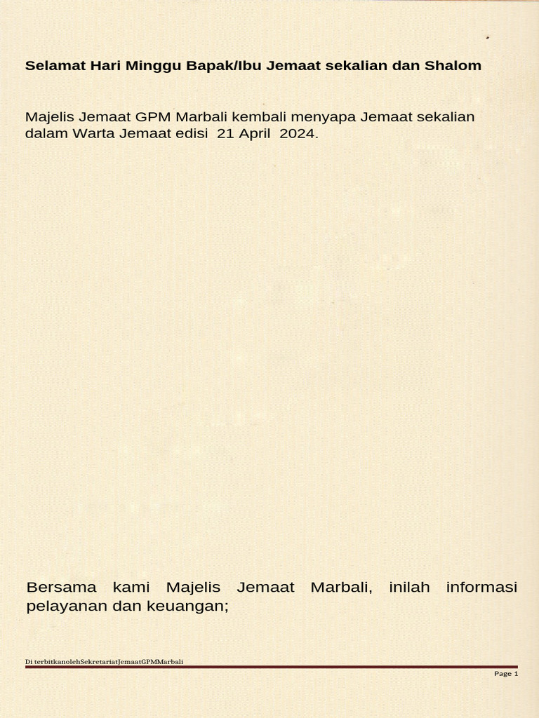 Warta 21 APRIL 2024 - For Merge | PDF | Kajian Bahasa Asing | Kesehatan Holistik