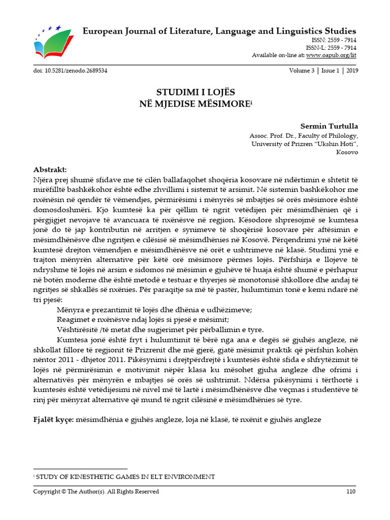 Studimi I Lojes | PDF