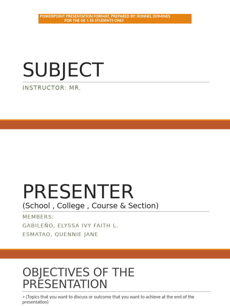 Ge 1 Ss Powerpoint Presentation Format 2024 | PDF