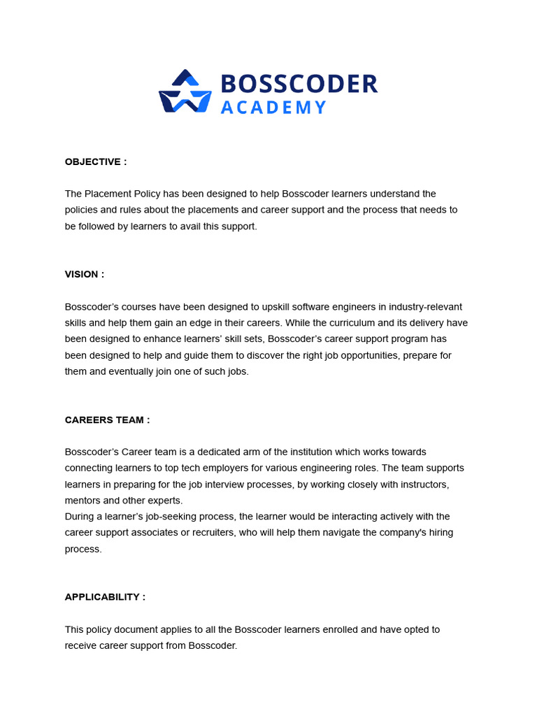 Placement Policy | PDF | Recruitment | Mentorship