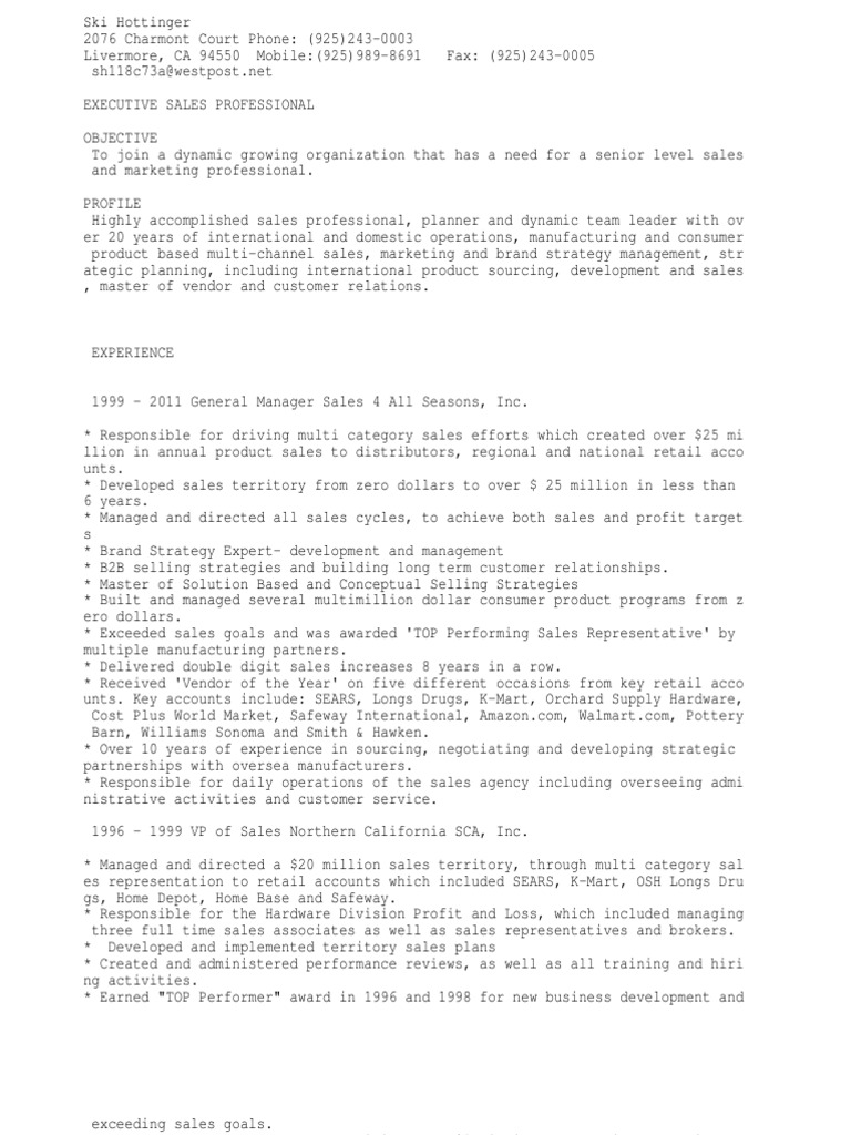 District Sales Manager or Territory Manager or Regional Manager | PDF ...