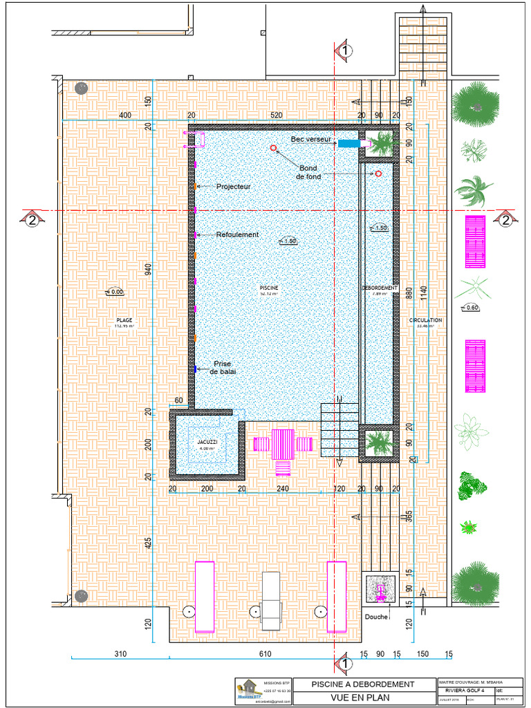 CCPT Piscine M'BAHIA Plan Coté | PDF