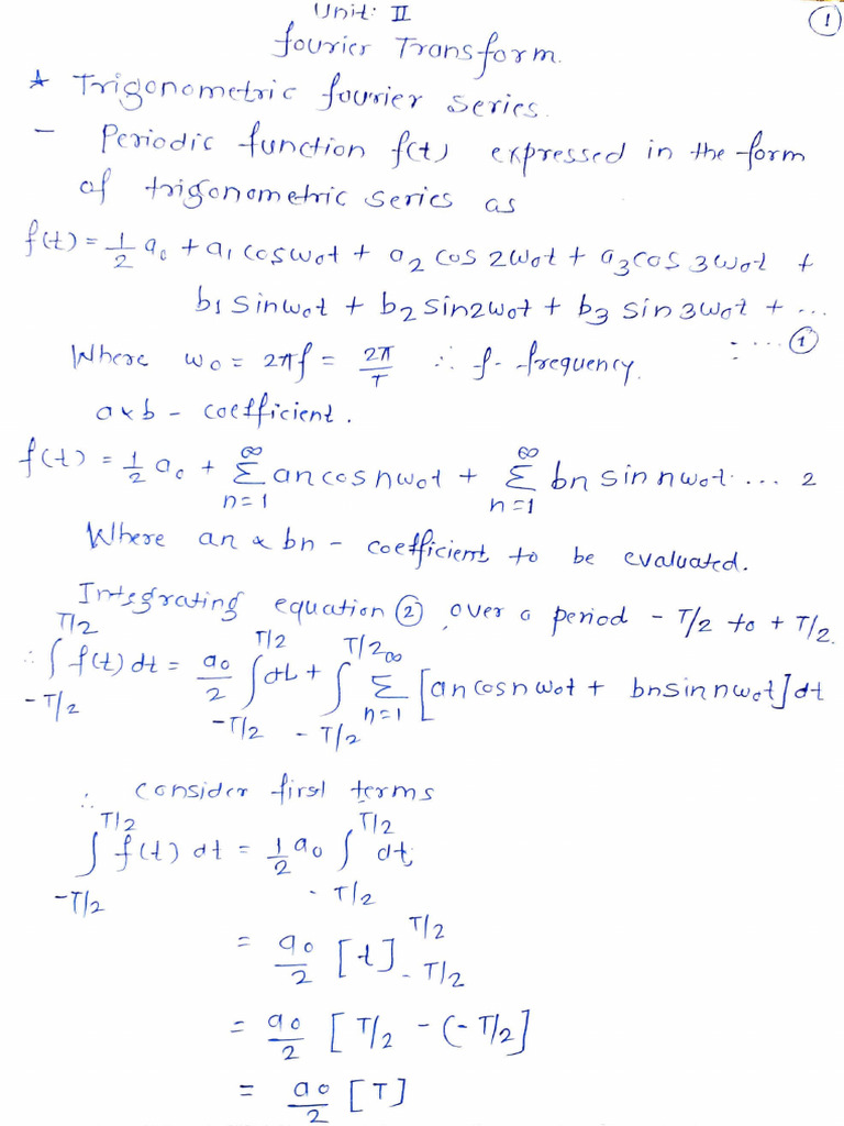 Unit Ii Fourier Transform Part I 1 Pdf