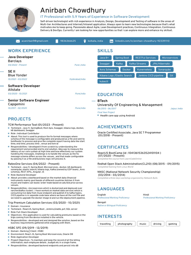 AnirbanResume Important | PDF | Computing | Software Engineering