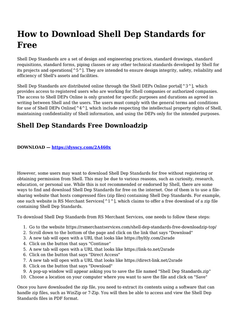 Shell Dep Standards Free Downloadzip | PDF | Zip (File Format ... Shell Dep Standards Free Downloadzip | PDF | Zip (File Format ...
