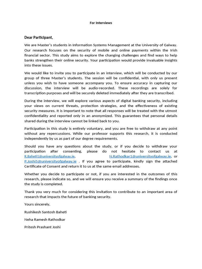 Consent Form and Interview Transcript For Sharon Ford | PDF | Computer ...