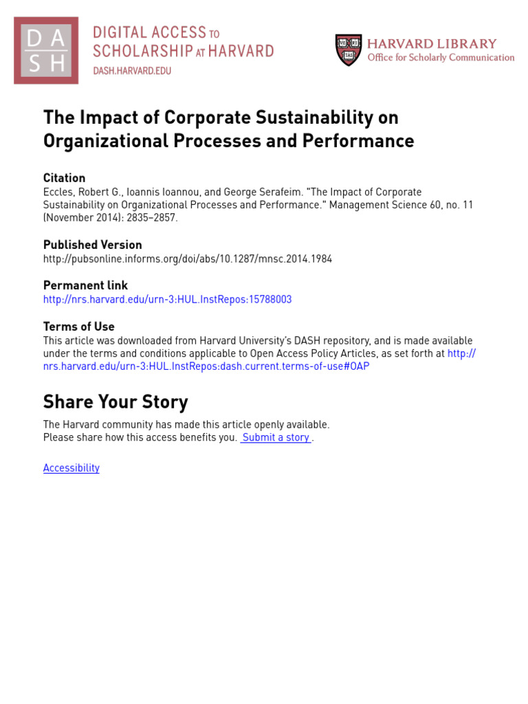 The Impact of Corporate Sustainability on Organizational Processes and ...