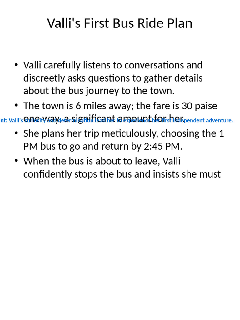 Valli First Bus Ride Plan | PDF