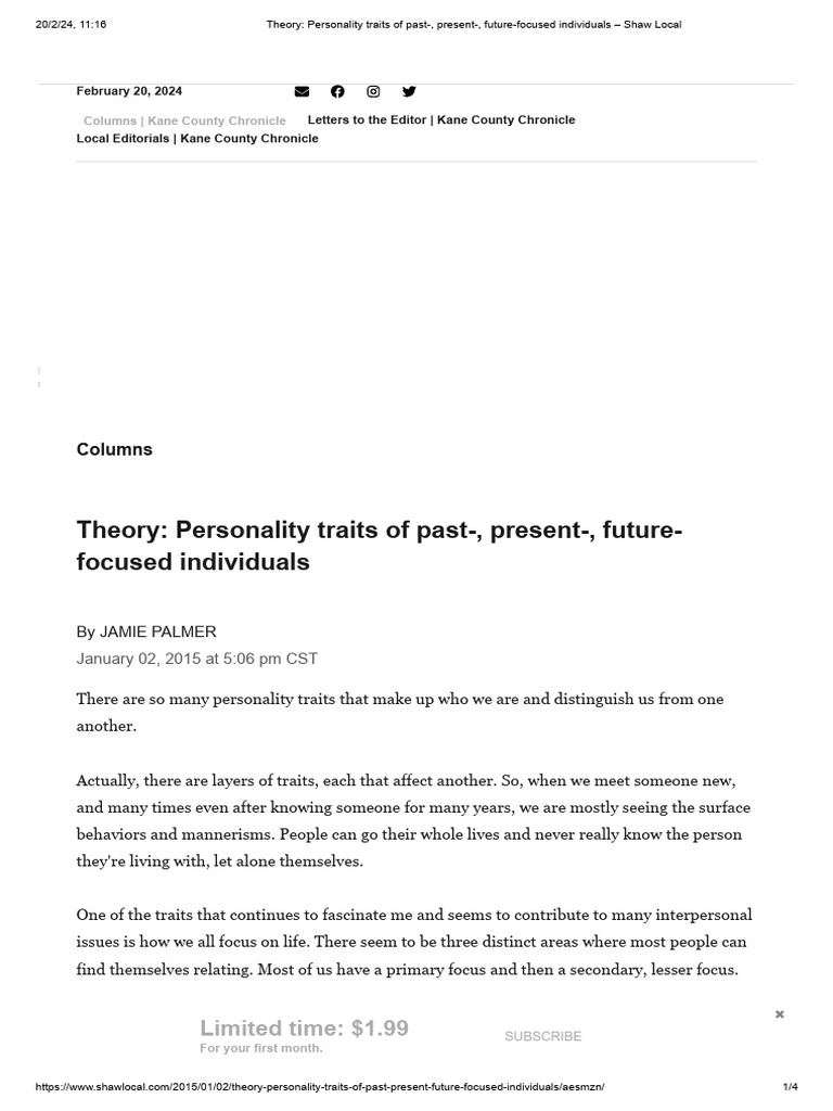 Theory - Personality Traits of Past-, Present-, Future-Focused ...