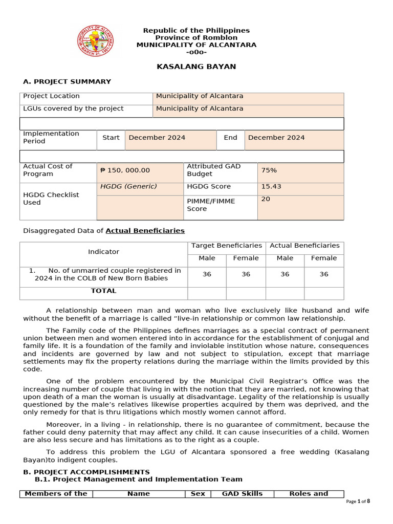 Free Wedding Program for Indigent Couples | PDF | Marriage | Social ...