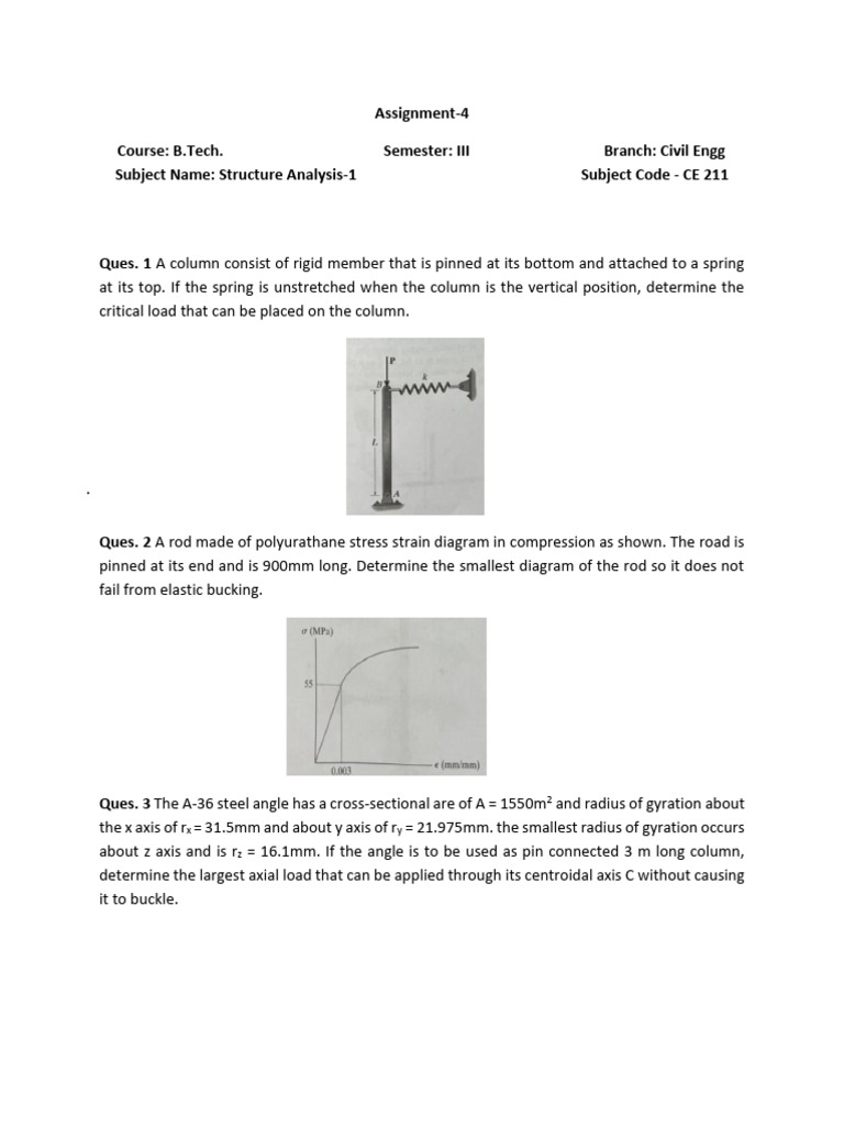 Assignment-4 Column | PDF | Buckling | Column Assignment-4 Column | PDF | Buckling | Column
