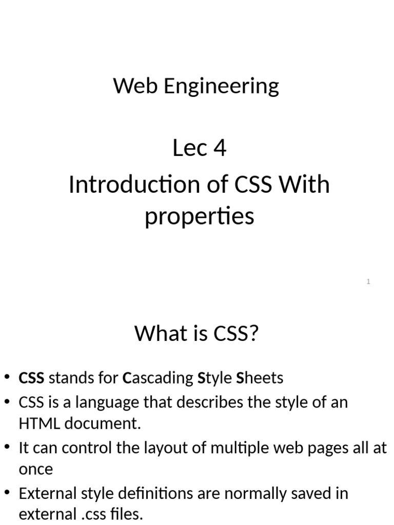 Lec 4 (Introduction of CSS With Properties) | PDF | Software Development | Computer Programming