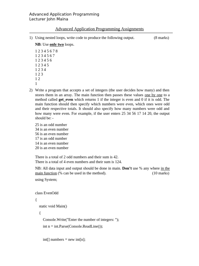 Advanced Application Programming Assignment Pdf Computer 6857