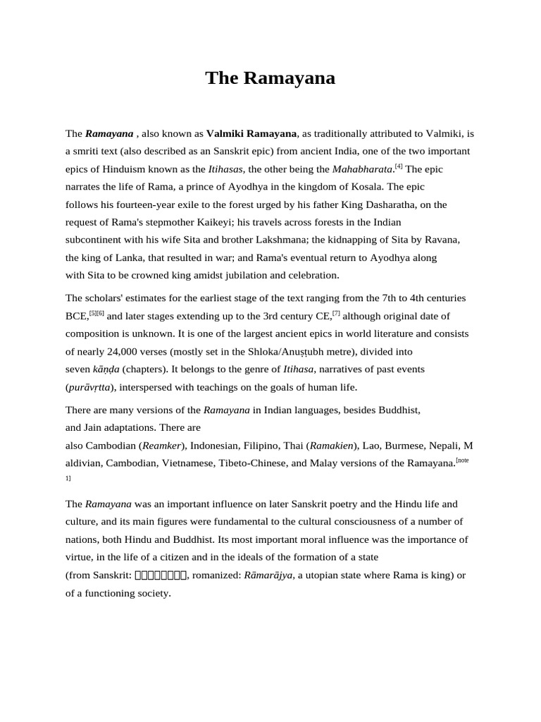 The Ramayana | PDF | Ramayana | Rama