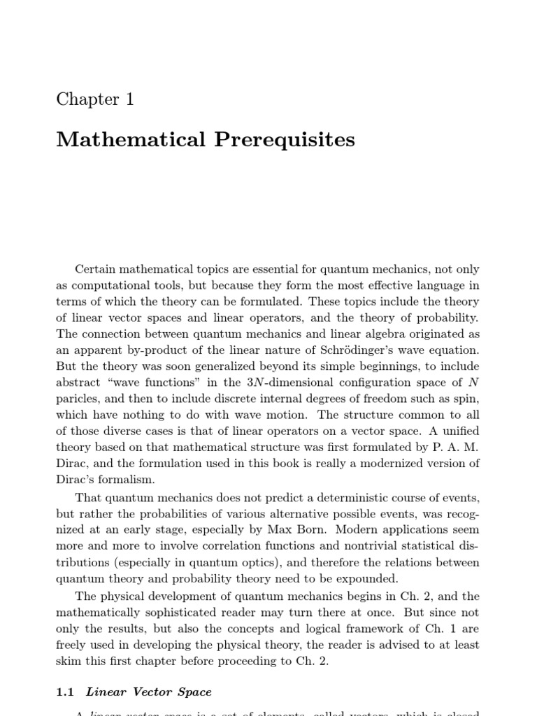 Mathematical Prerequisites: QUANTUM MECHANICS - A Modern Development ...