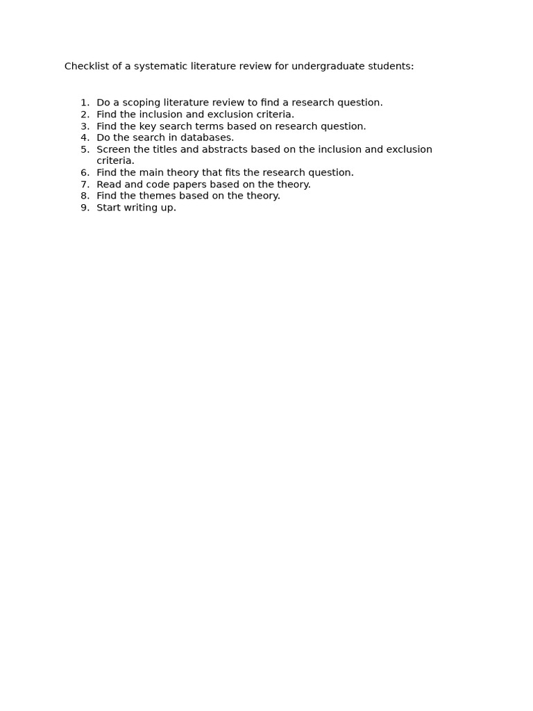 Literature Review Checklist | PDF