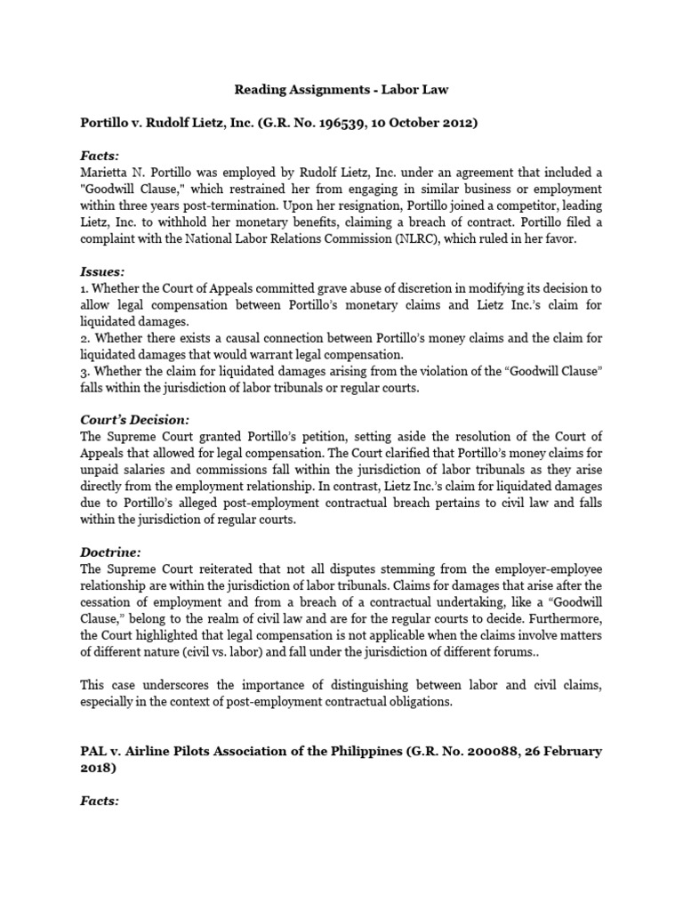 Reading Assignments - Labor Law | PDF | Jurisdiction | Strike Action