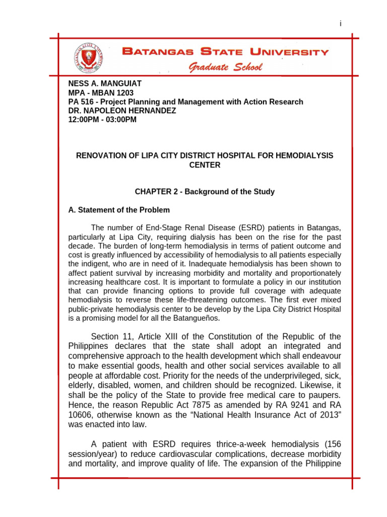 Template BSU | PDF | Hemodialysis | Chronic Kidney Disease