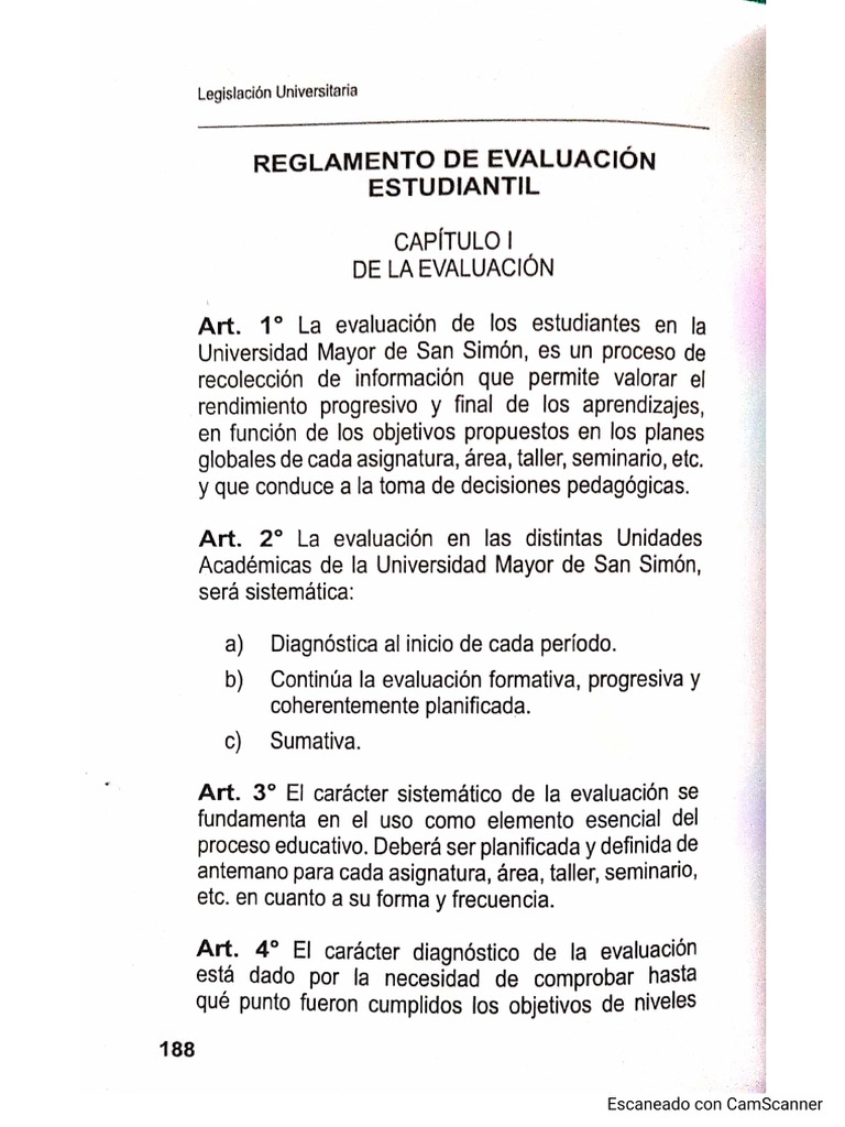 Reglamento de Evaluación Estudiantil - 0 | PDF