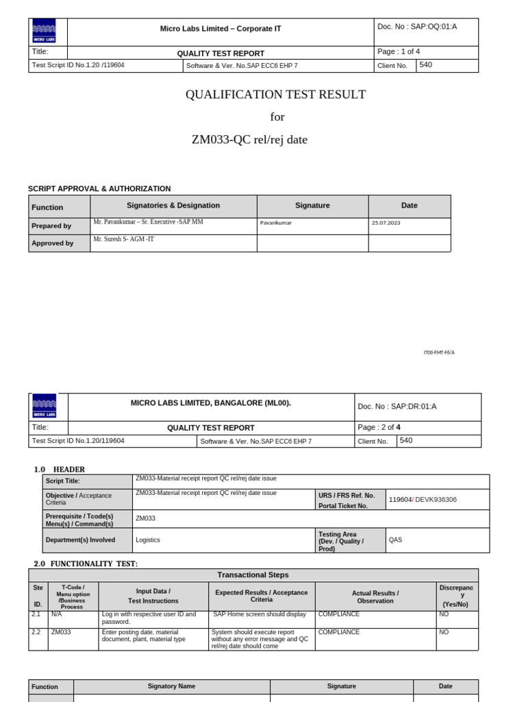 119740-ZM033-QC Rel Reject Date Script | PDF | Information Technology ...