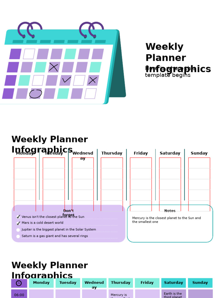 Weekly Planner Infographics by Slidesgo | PDF | Planets | Solar System