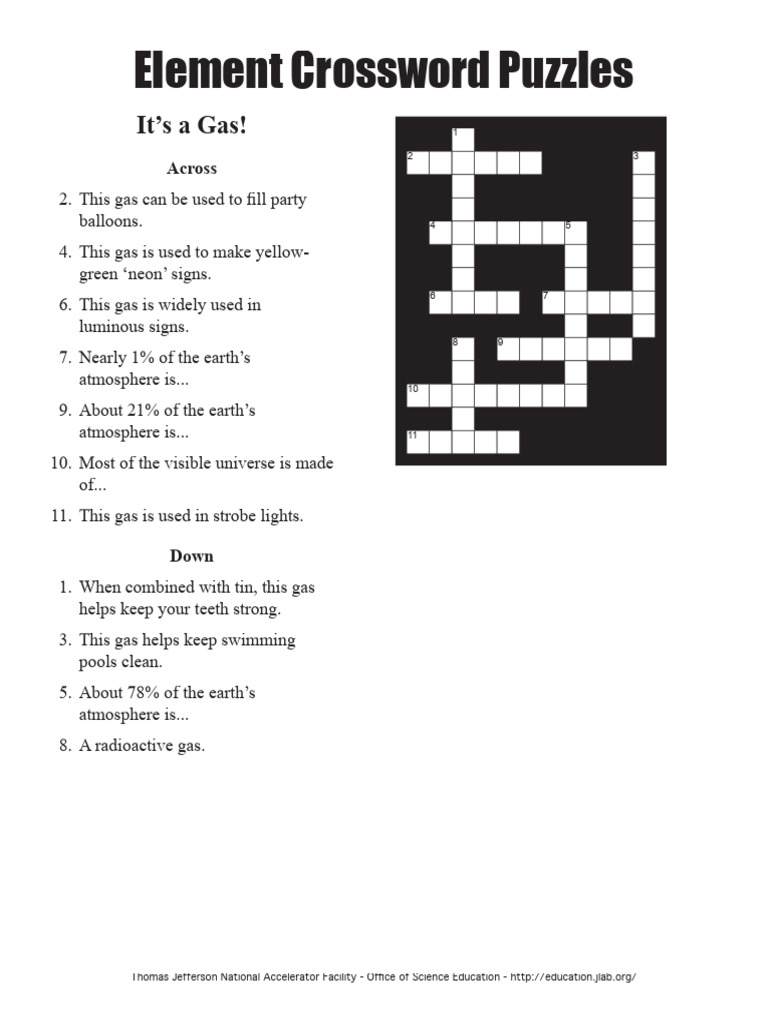 Element Crossword: Atmospheric Gases | PDF | Language Arts & Discipline | Foreign Language Studies
