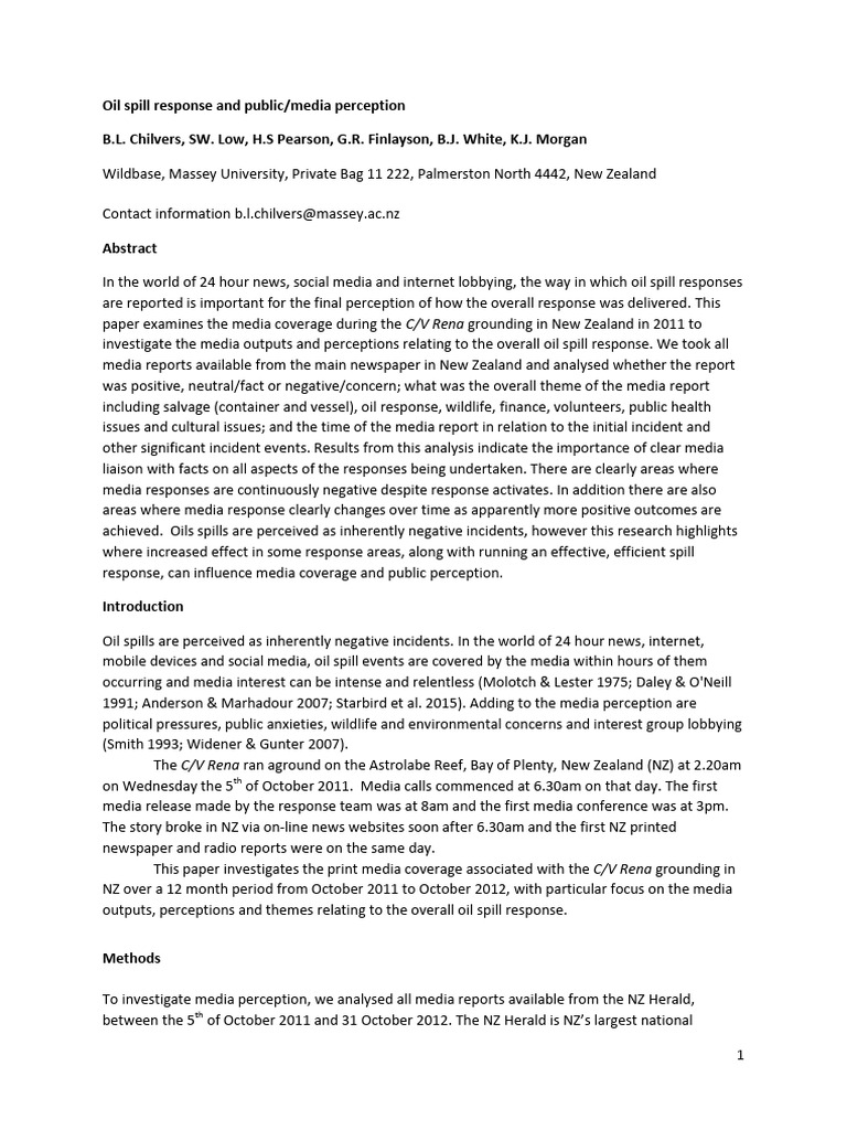 Oil Spill Response and Public, Media Perception | PDF | Petroleum ...