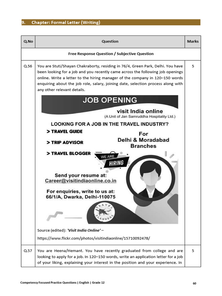 Cbse Class 12 Letter Writing Practice Questions | PDF | Psychiatry ...