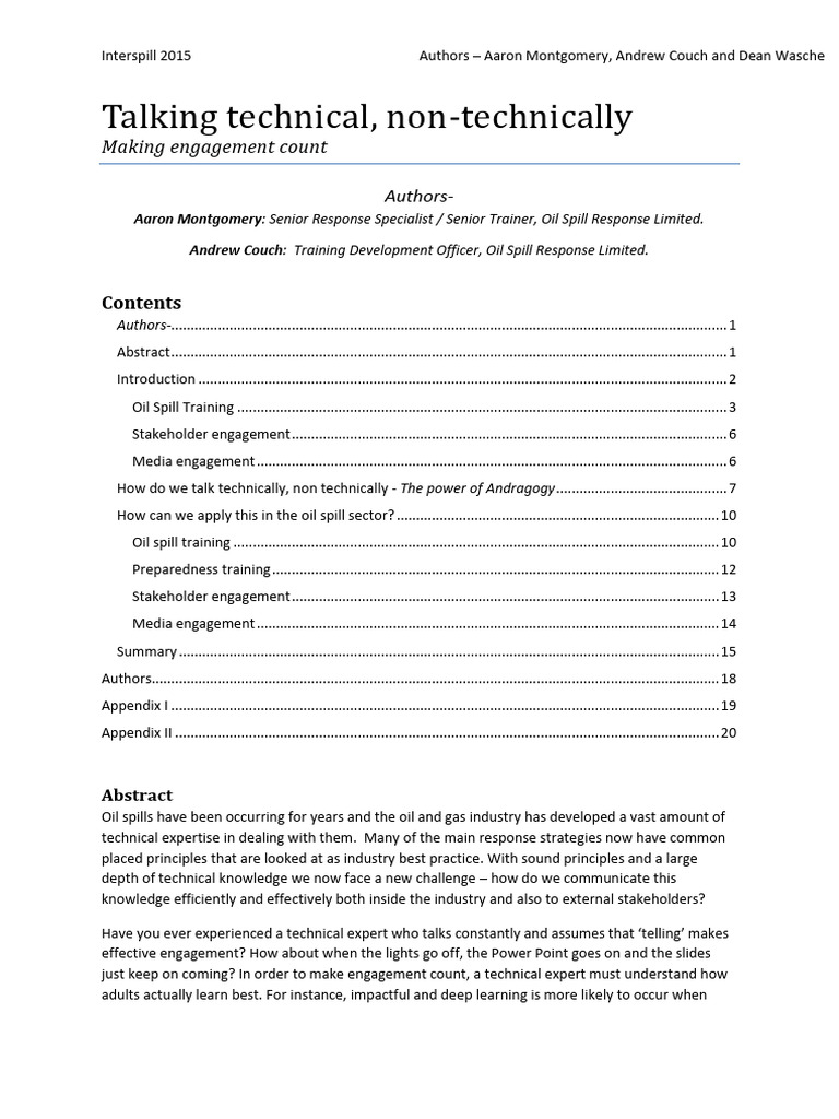 Talking Technical, Non-Technically - A Montgomery, OSRL | PDF | Learning Styles | Learning