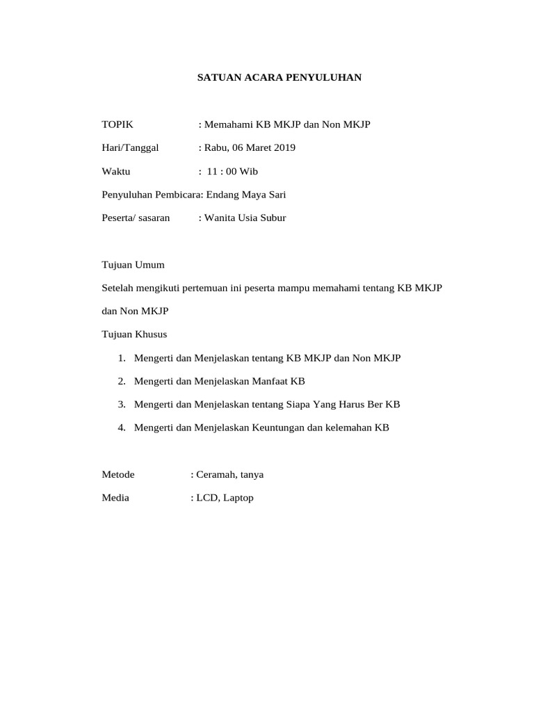 Satuan Acara MKJP 2 | PDF