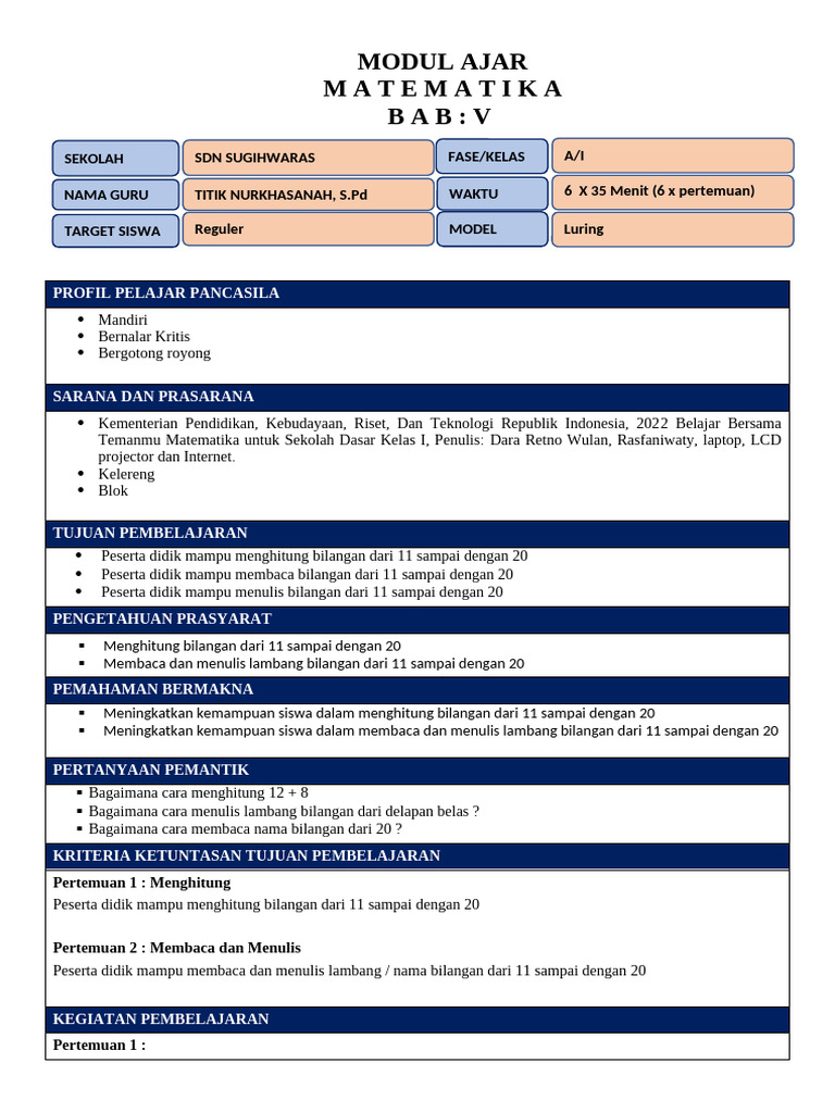 Bab 5 Mat Kelas 1 | PDF