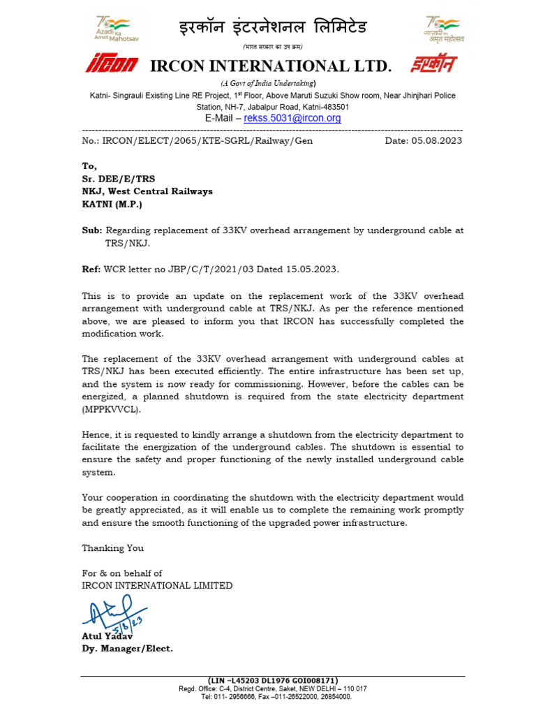 Letter To Railway Shutdown | PDF