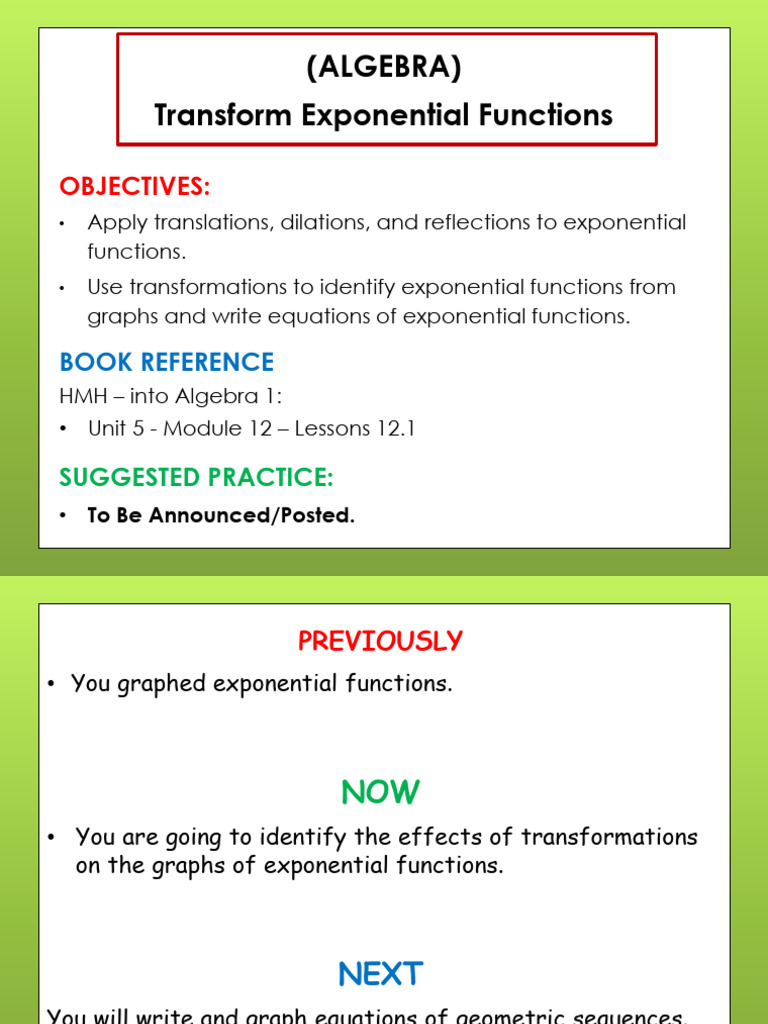 2 - ALG - Transformations - of - Exponential - Functions | PDF ...